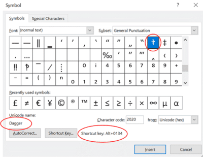 Dagger † symbol in Word, Excel, PowerPoint and Outlook - Office Watch