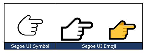 More right pointing hand symbols in Word, Excel and PowerPoint - Office ...
