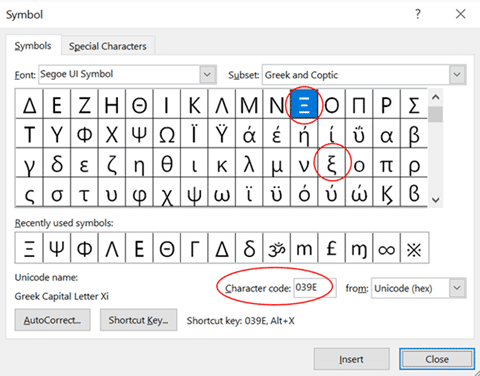 Xi upper Ξ or lower case ξ symbol in Word and Office - Office Watch