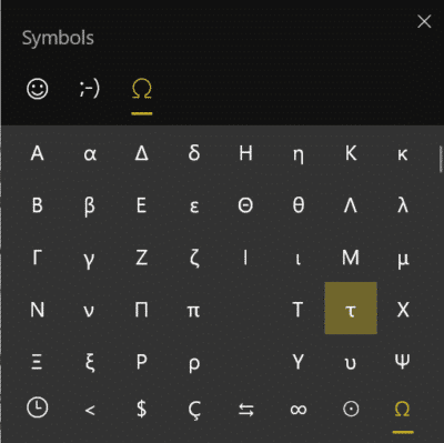 Typing Tau Lower Case τ Symbol In Word And Office - Office Watch