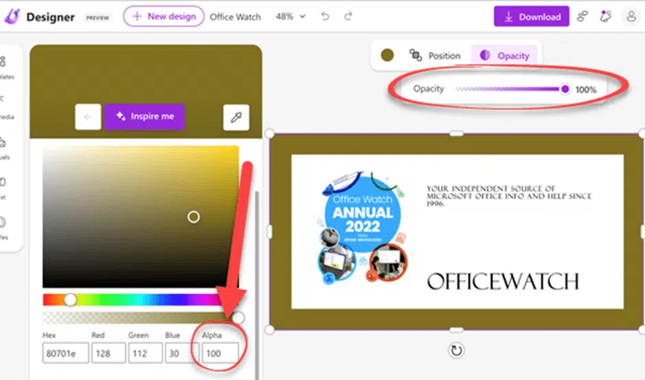 What is RGBA color and how to use in Microsoft Office - Office Watch