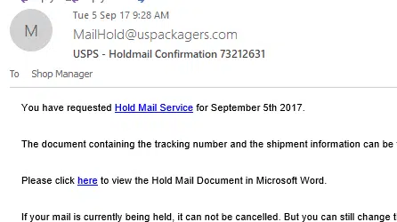 A USPS fake mail alert and example of phishing to guard against ...