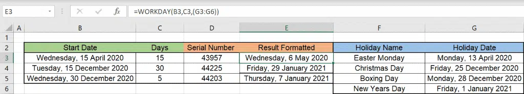 Excel’s WORKDAY() counts by working days - Office Watch