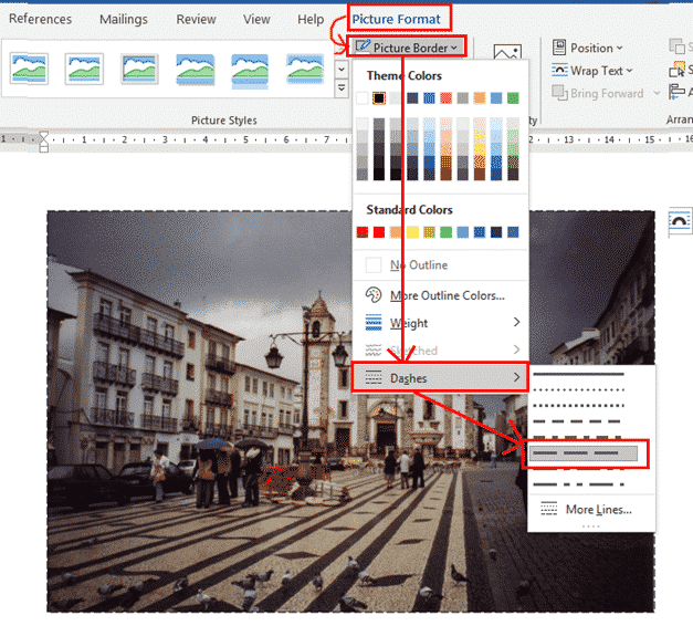 Line Ends On Dashed Picture Borders In Word And Powerpoint Office Watch