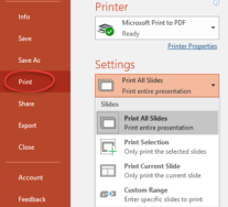 Printing slide selections and in different orders for PowerPoint ...