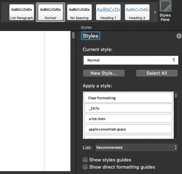 Manage Styles and display order in Word for Mac - Office Watch