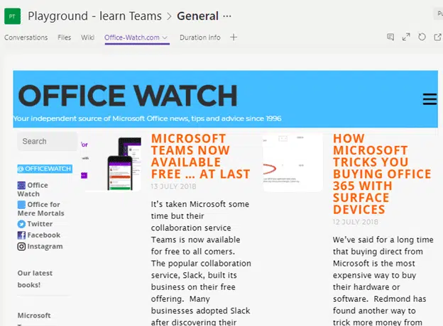 What's inside Microsoft Teams; teams, channels, chats, wiki, files ...