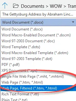 Word's Save to Web Page options - Office Watch